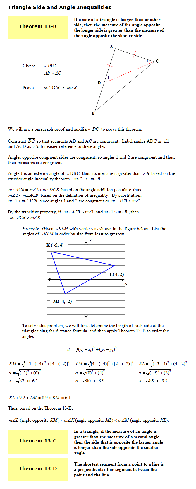 Inequalities and Triangle Inequalities